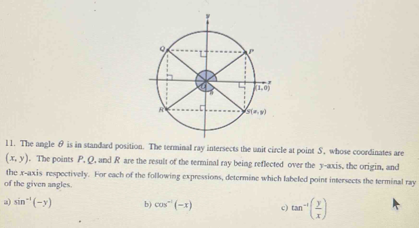 Solved: The angle θ is in standard position. The terminal ray ...