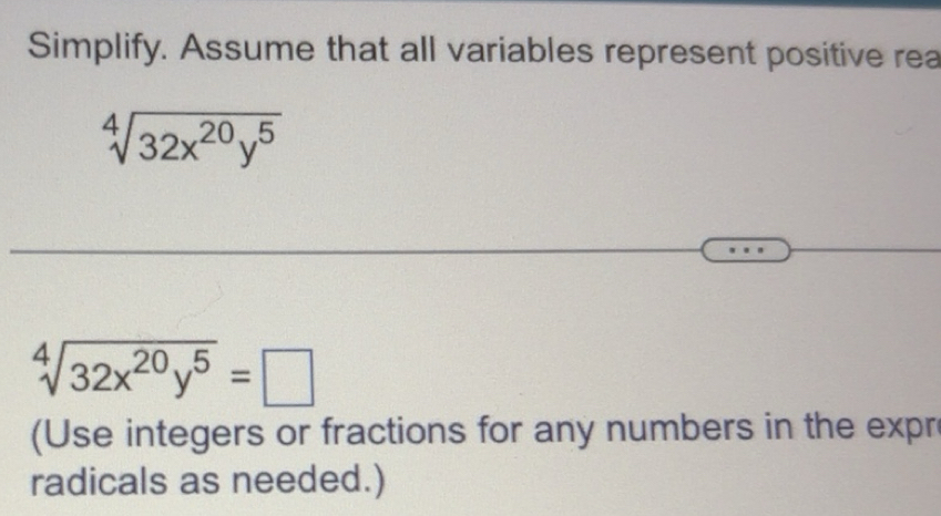 Solved: Simplify. Assume that all variables represent positive rea sqrt ...