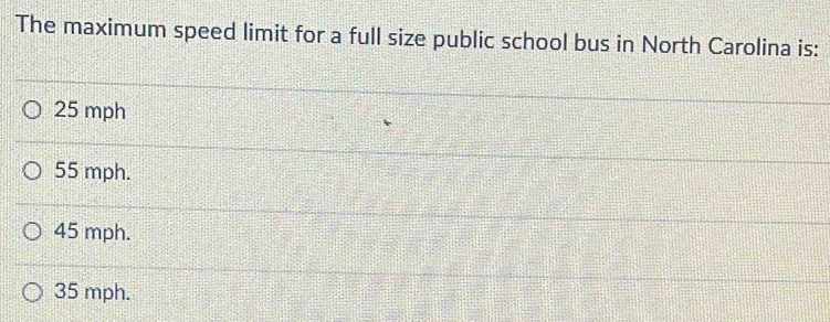 Solved: The maximum speed limit for a full size public school bus in ...