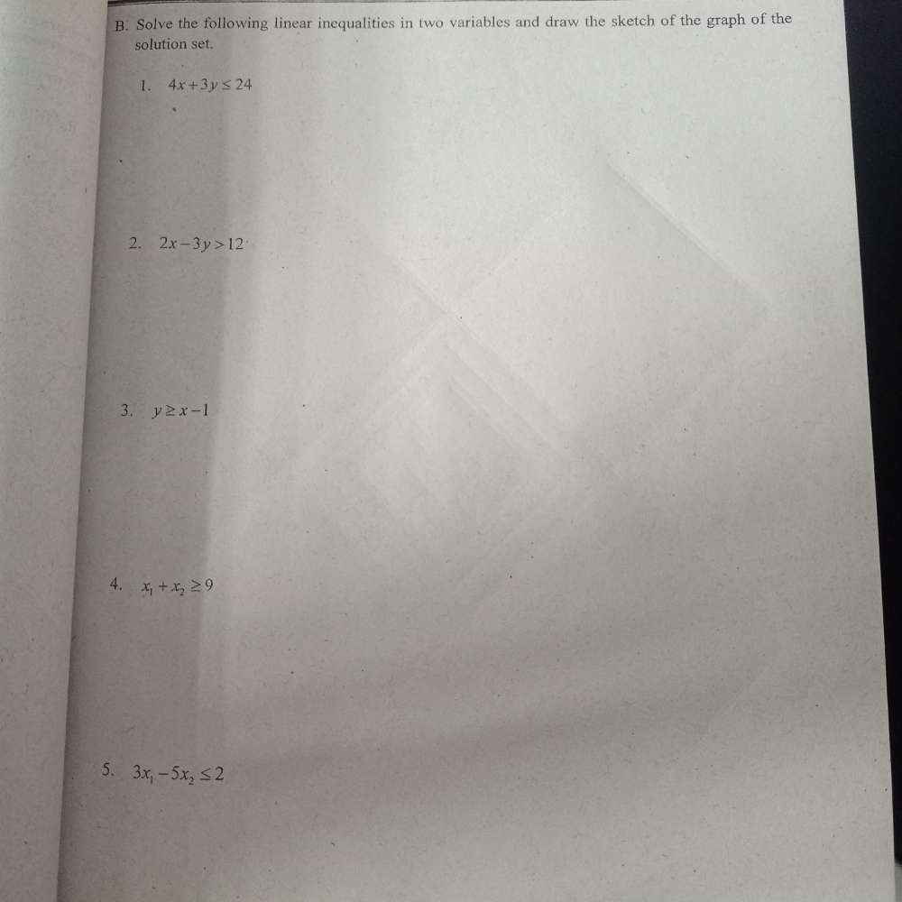 Solved: Solve the following linear inequalities in two variables and ...