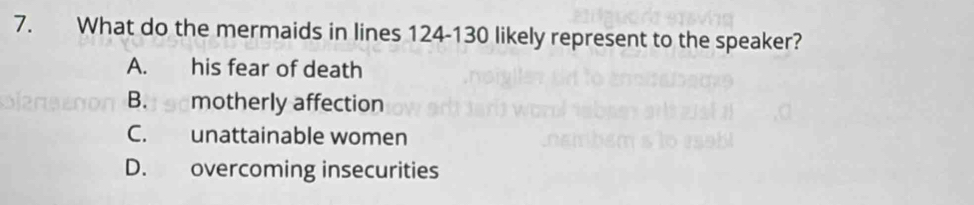 Solved: What do the mermaids in lines 124 - 130 likely represent to the ...