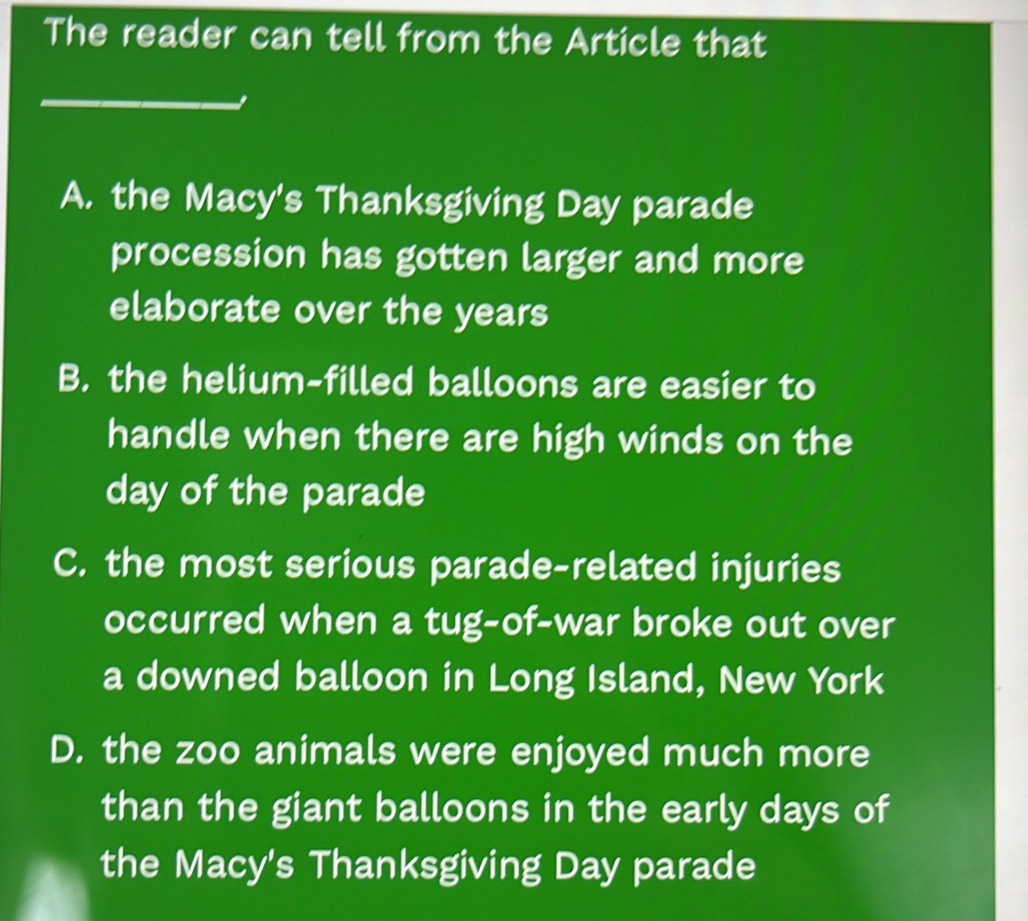 Solved: The reader can tell from the Article that _ A. the Macy's ...