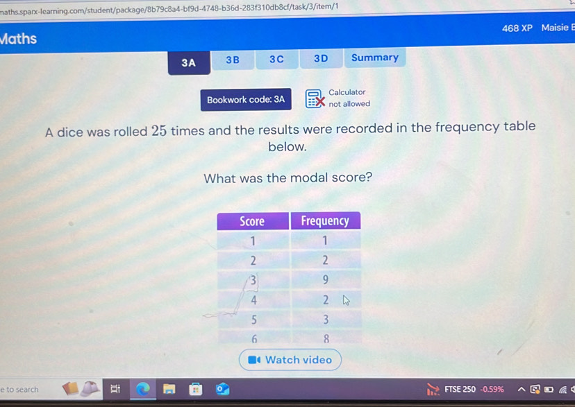 Solved: 468XP Maisie Maths 3A 3B 3C 3D Summary Calculator Bookwork code ...