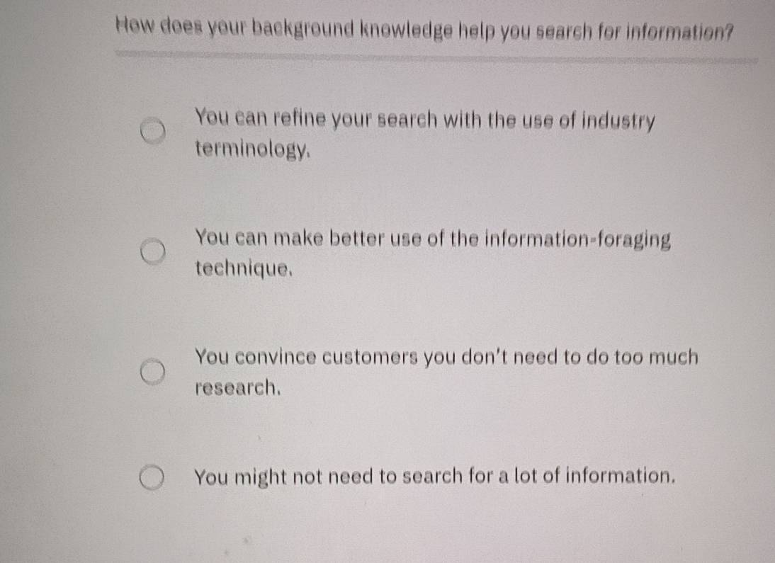 Risolto:How does your background knowledge help you search for ...