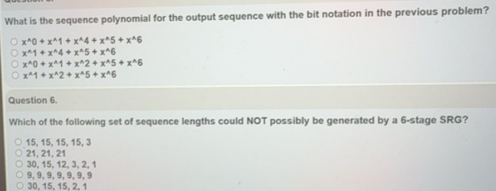 Solved: What is the sequence polynomial for the output sequence with ...