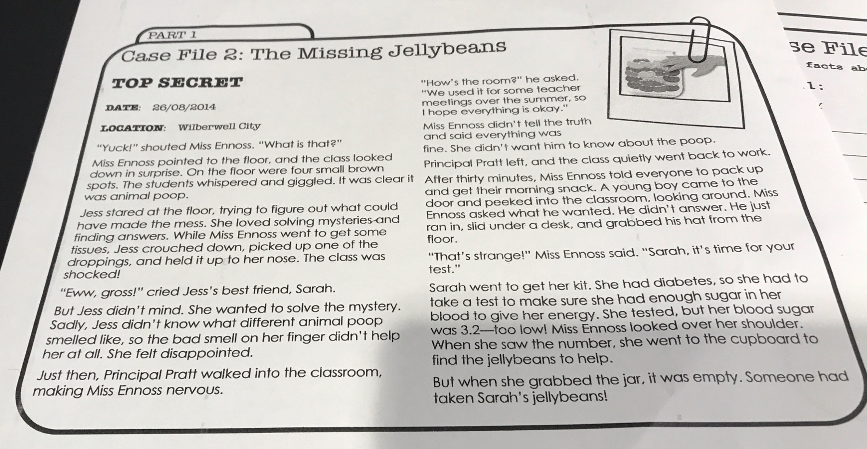 Solved: Case File 2: The Missing Jellybeans se File facts ab TOP SECRET ...