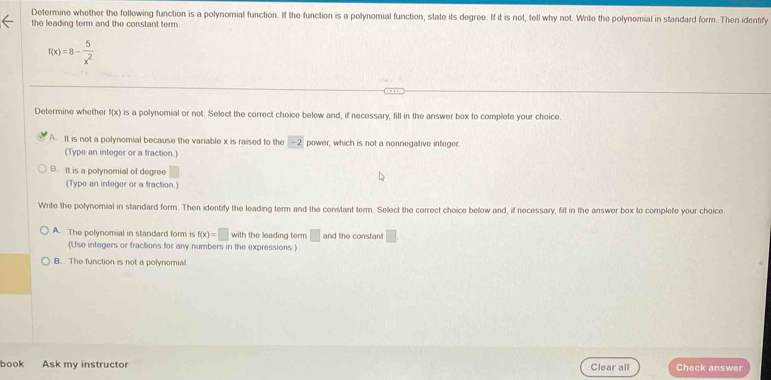 Solved: Determine whether the following function is a polynomial ...