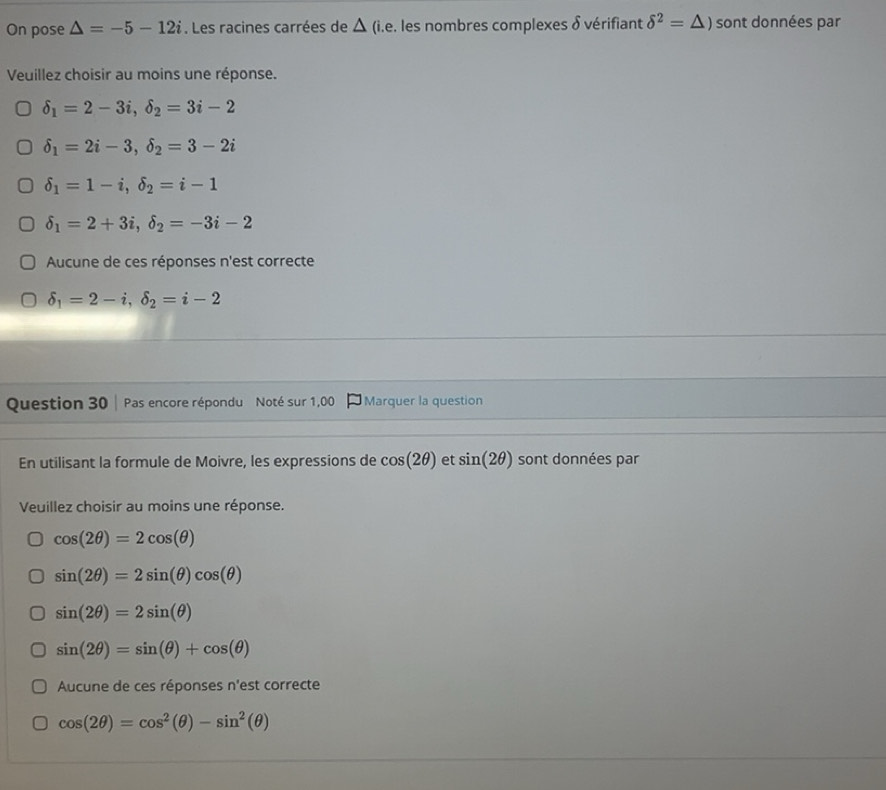 Résolu :On pose =-5-12i. Les racines carrées de (i. e. les nombres ...