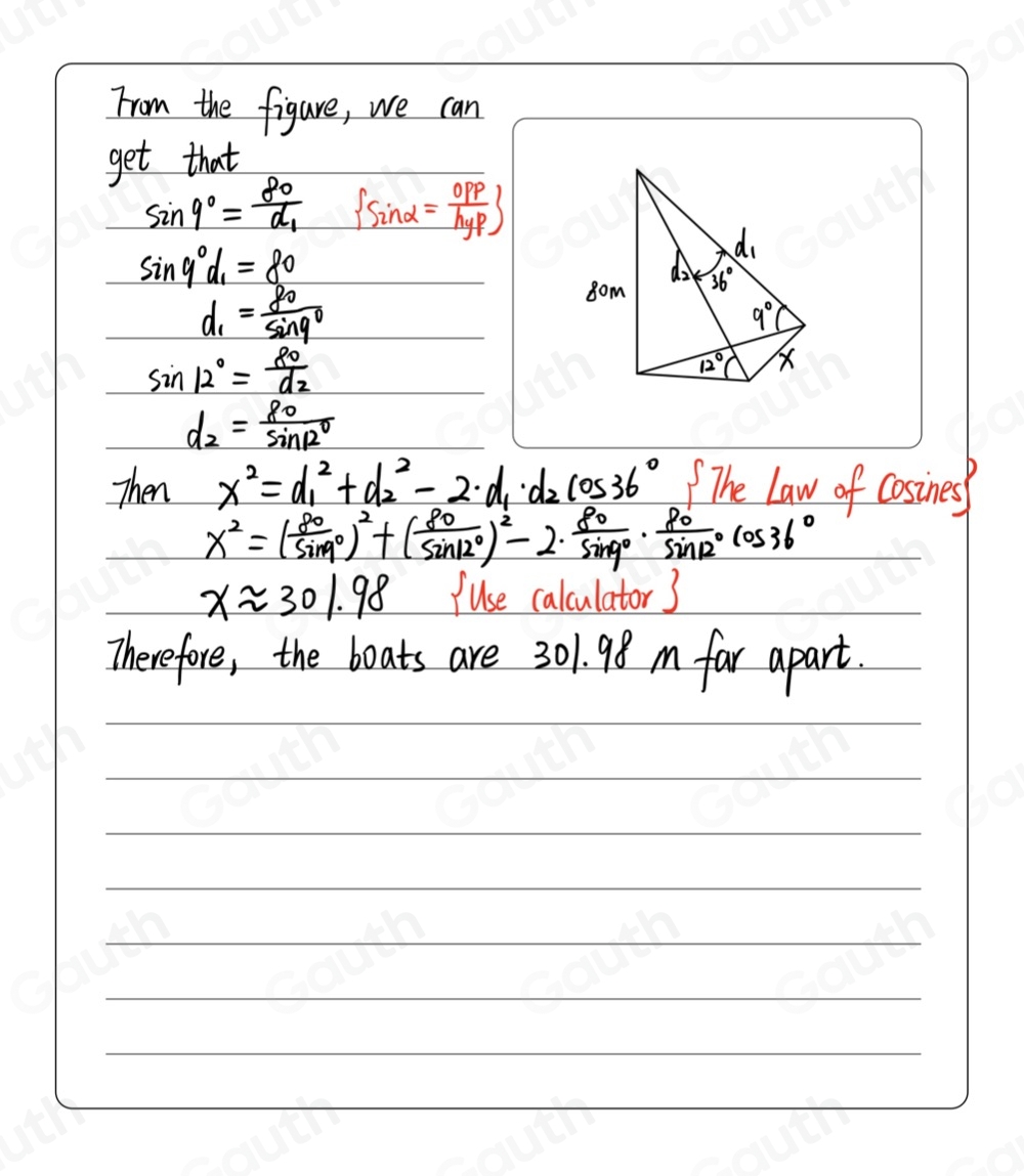 Solved: From the top of the tower 80m above sea level, an observer ...