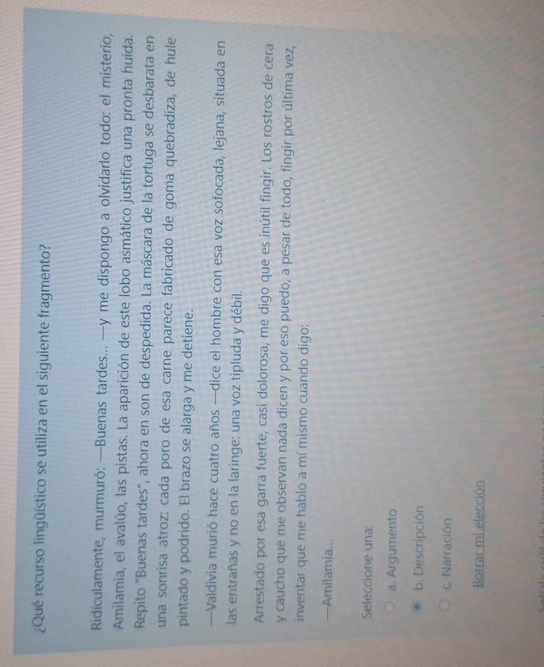 Resuelto:¿Qué recurso lingüístico se utiliza en el siguiente fragmento ...