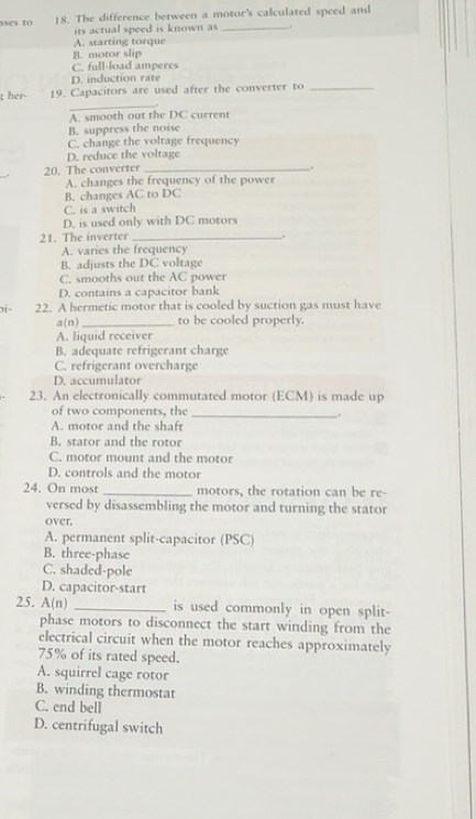 Solved: sses to 18. The difference between a motor's calculated speed ...