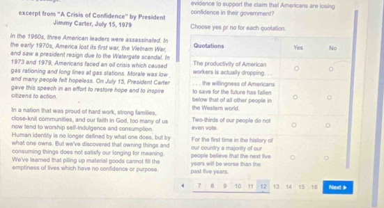 Solved: evidence to support the claim that Americans are losing excerpt ...