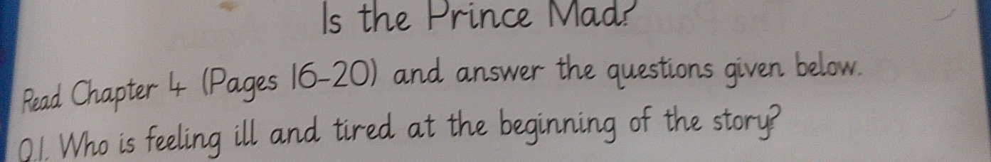 Solved: Is the Prince Mad? Read Chapter 4 (Pages 16-20) and answer the ...