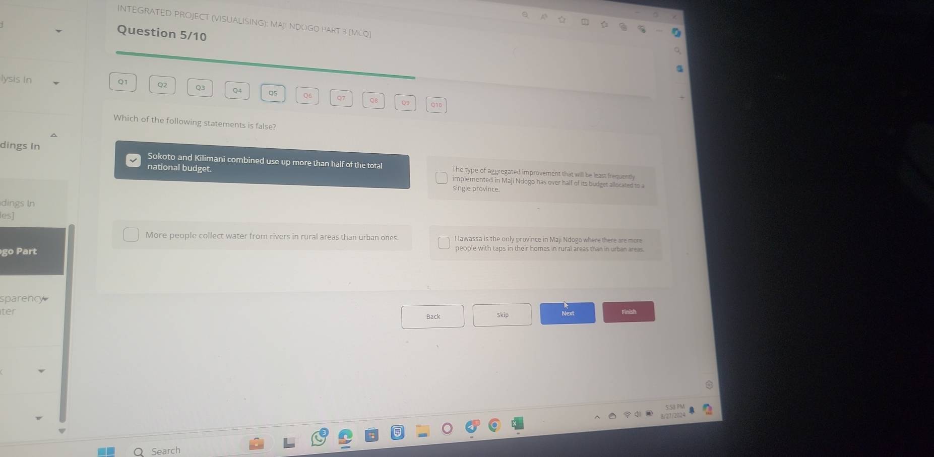 Solved: Question 5/10 INTEGRATED PROJECT (VISUALISING): MAJI NDOGO PART 3 [MCQ] Q1 Q2 Q3 lysis ...