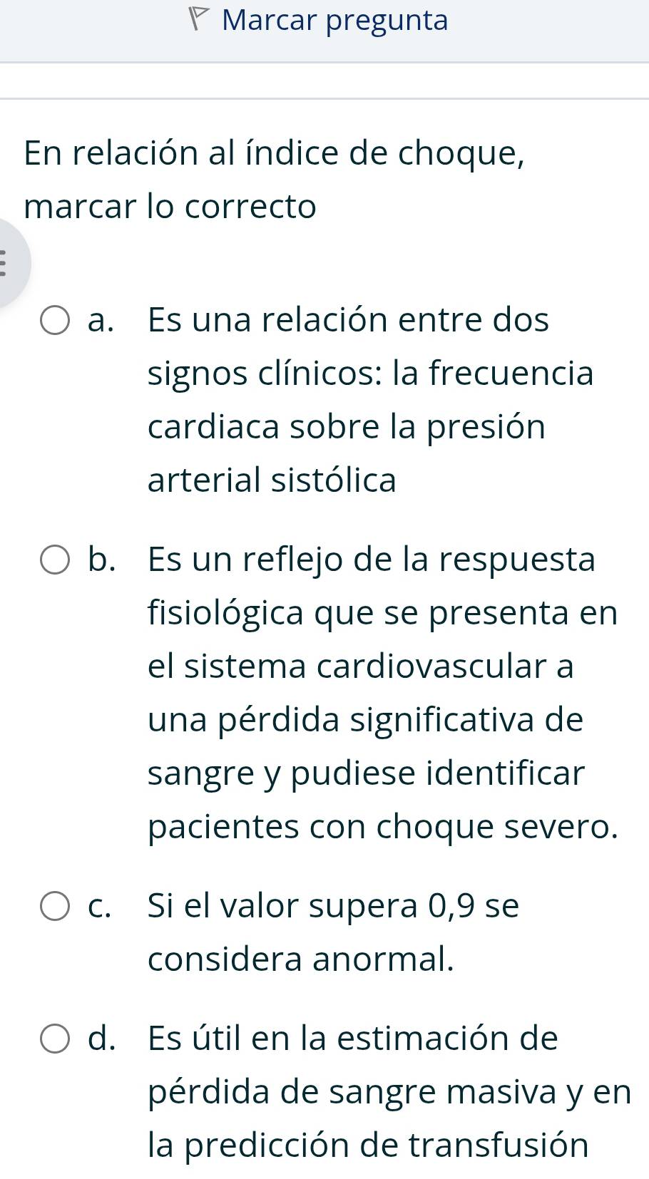 Resuelto:Marcar pregunta En relación al índice de choque, marcar lo ...