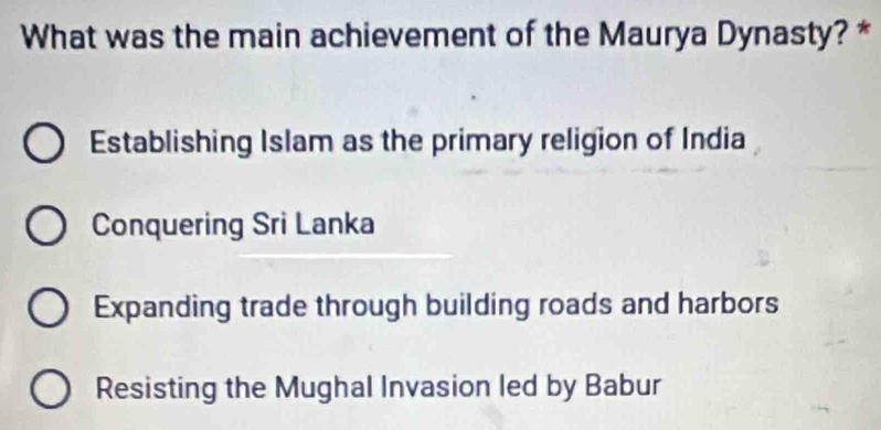 Solved: What was the main achievement of the Maurya Dynasty ...