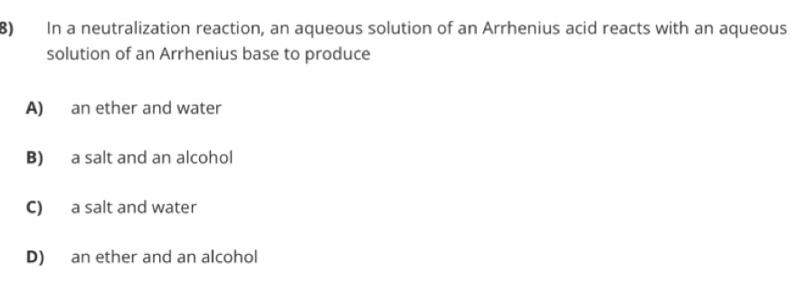 Solved: In a neutralization reaction, an aqueous solution of an ...