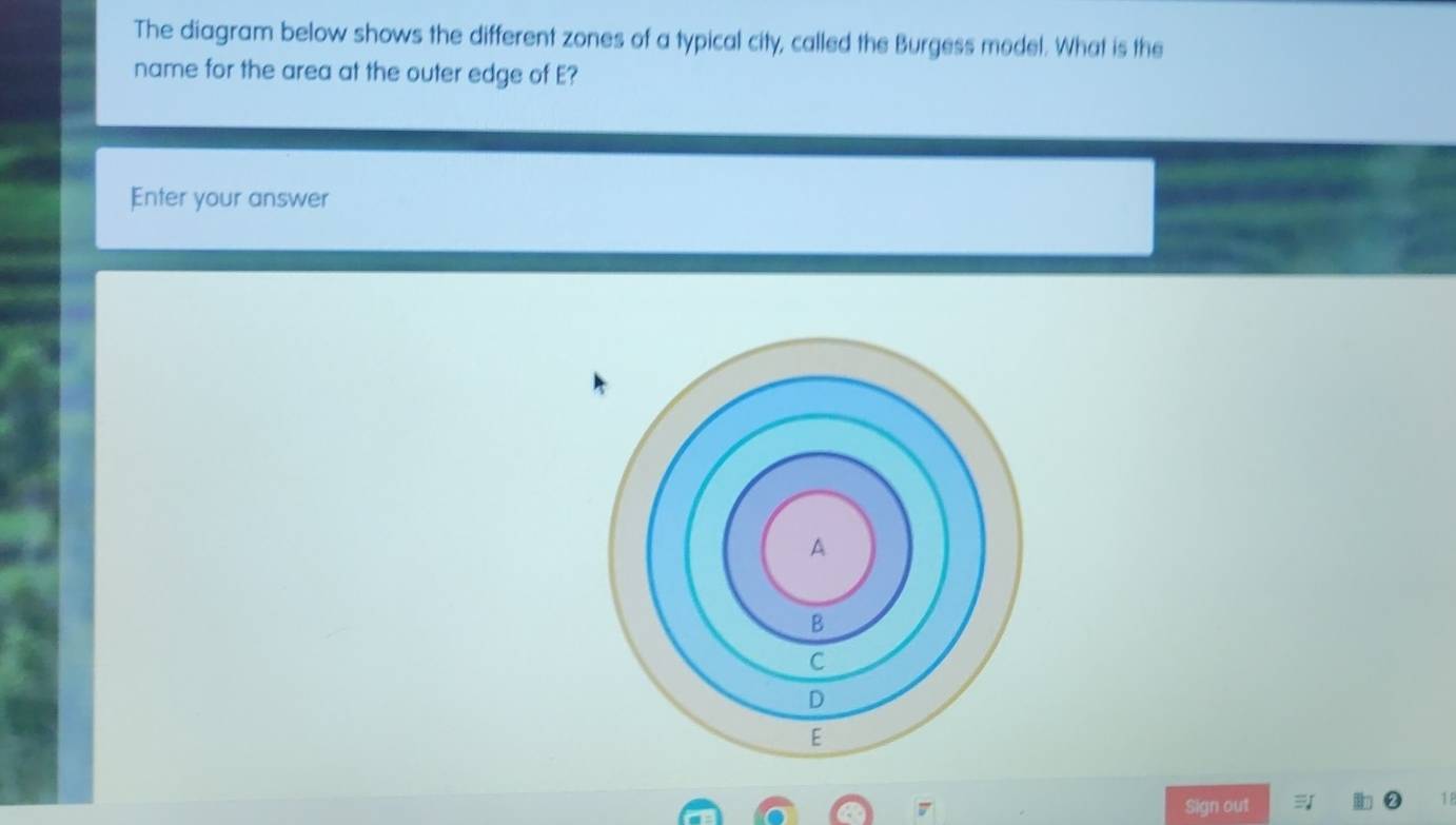 Solved: The diagram below shows the different zones of a typical city ...