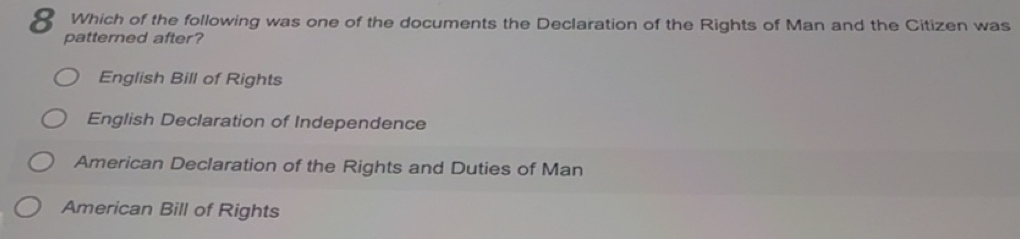 Solved: Which of the following was one of the documents the Declaration ...