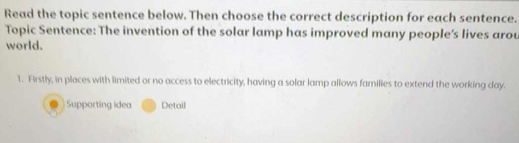 Solved: Read the topic sentence below. Then choose the correct ...