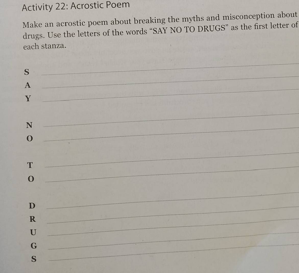 Solved: Activity 22: Acrostic Poem Make an acrostic poem about breaking ...