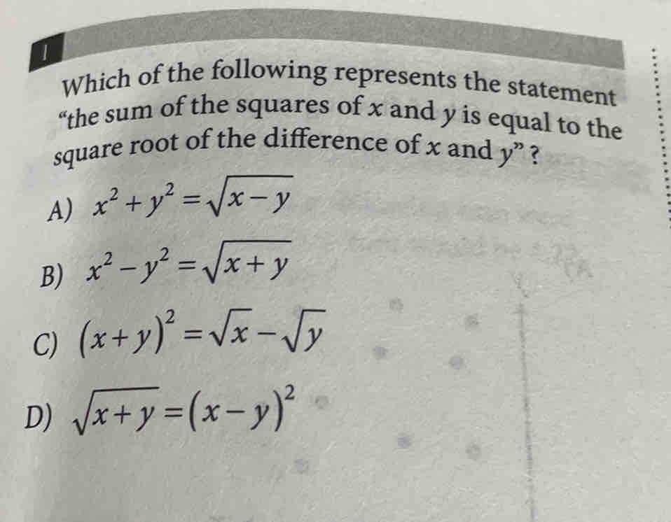 Solved: Which of the following represents the statement “the sum of the ...