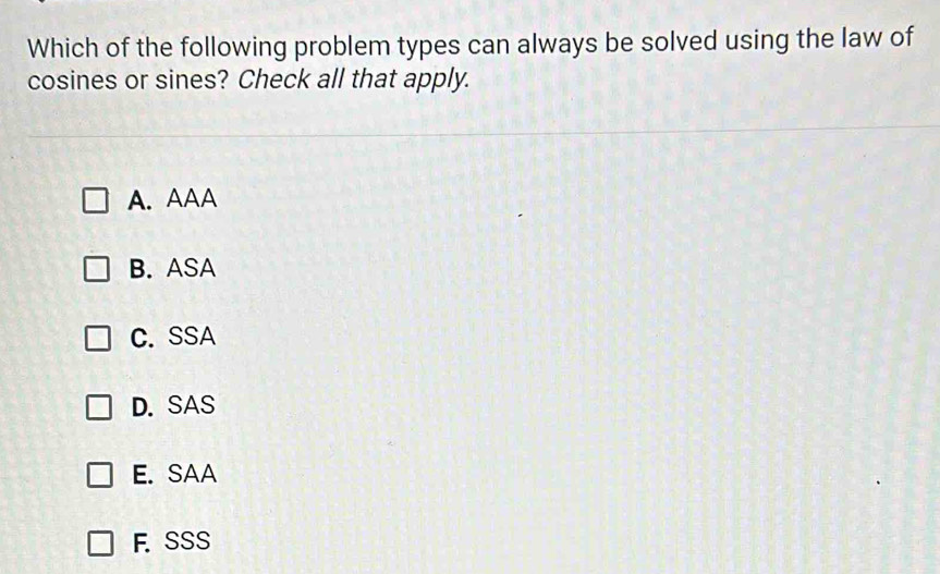 Solved: Which of the following problem types can always be solved using ...