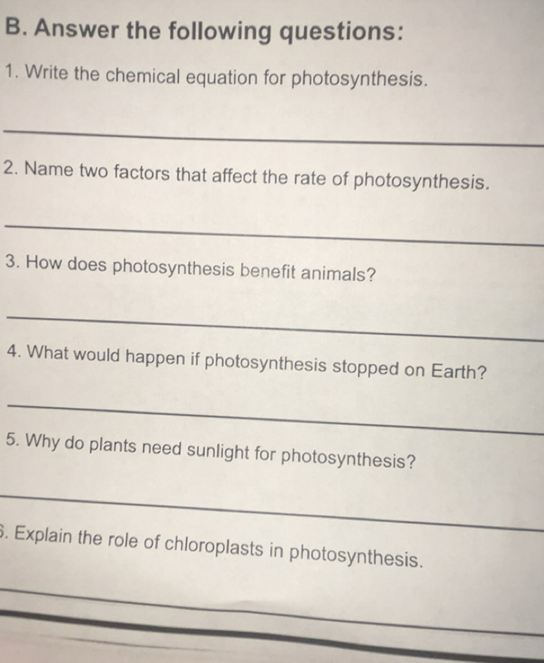 Solved: Answer the following questions: 1. Write the chemical equation ...