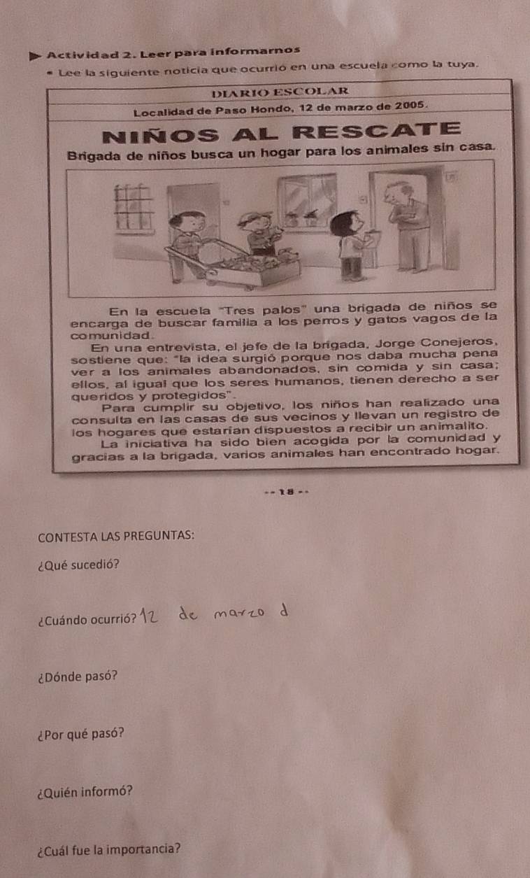Resuelto:Actividad 2. Leer para informarnos * Lee la siguiente noticia ...