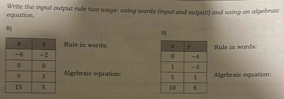 Solved: Write the input output rule two ways: using words (input and ...