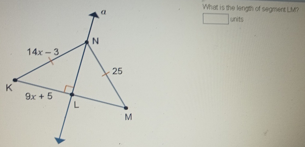 Solved: What is the length of segment LM? units [Math]