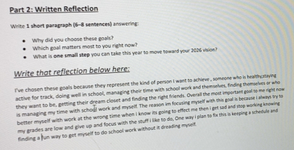 Gelöst:Written Reflection Write 1 short paragraph (6-8 sentences ...