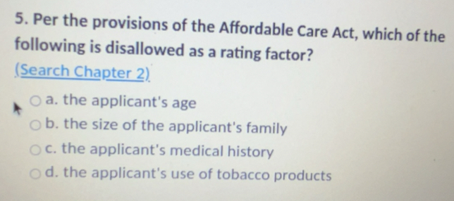 Solved: Per the provisions of the Affordable Care Act, which of the ...