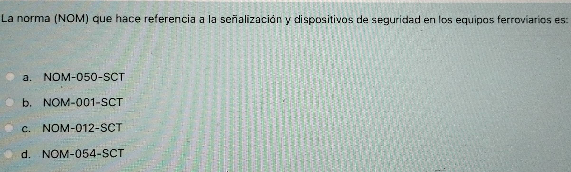 Resuelto:La norma (NOM) que hace referencia a la señalización y ...