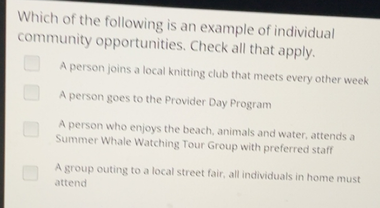 Solved: Which of the following is an example of individual community ...