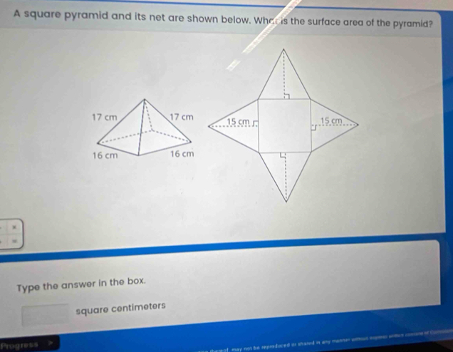 Solved: A square pyramid and its net are shown below. Whan is the ...