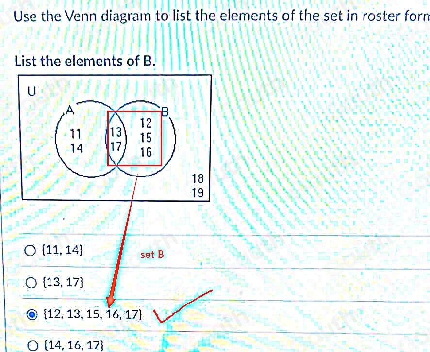 Solved: Use the Venn diagram to list the elements of the set in roster ...
