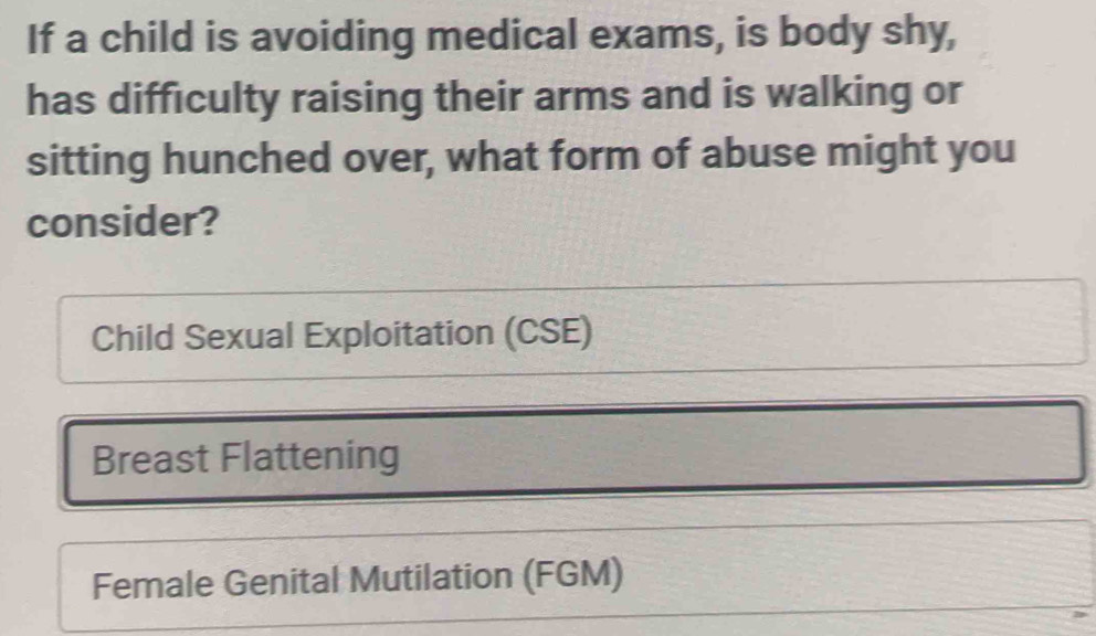Solved: If a child is avoiding medical exams, is body shy, has ...