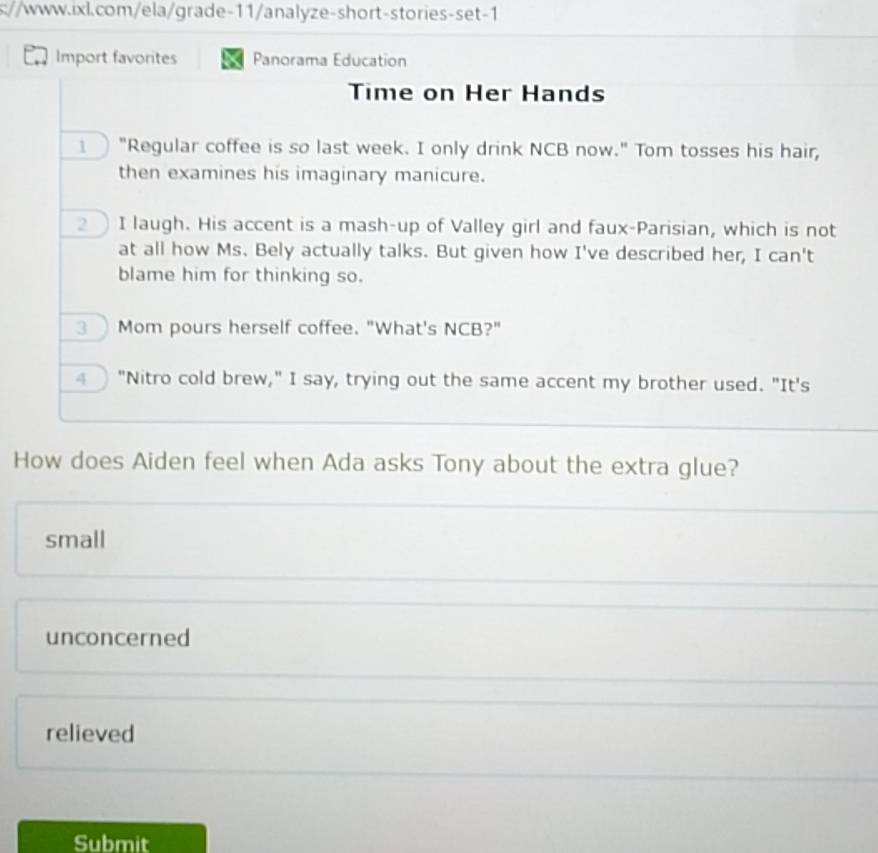 Solved: s://www.ixl.com/ela/grade-11/analyze-short-stories-set-1 Import ...