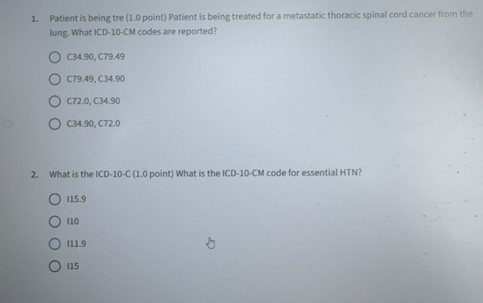 Solved: Patient is being tre (1.0 point) Patient is being treated for a ...