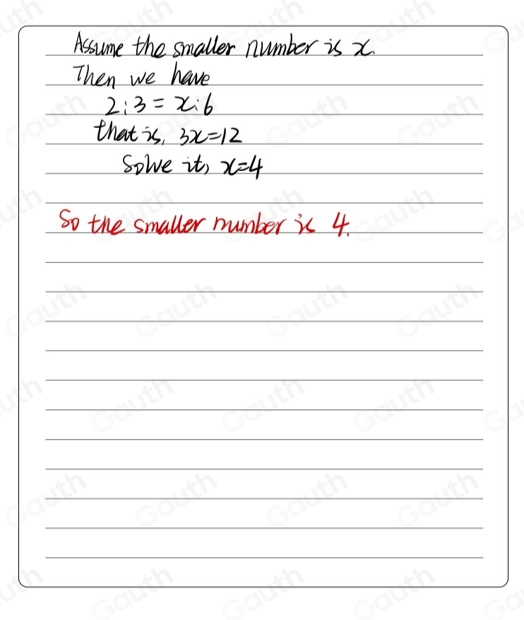 Solved: Two numbers are in the ratio 2:3. If the bigger number is 6 ...