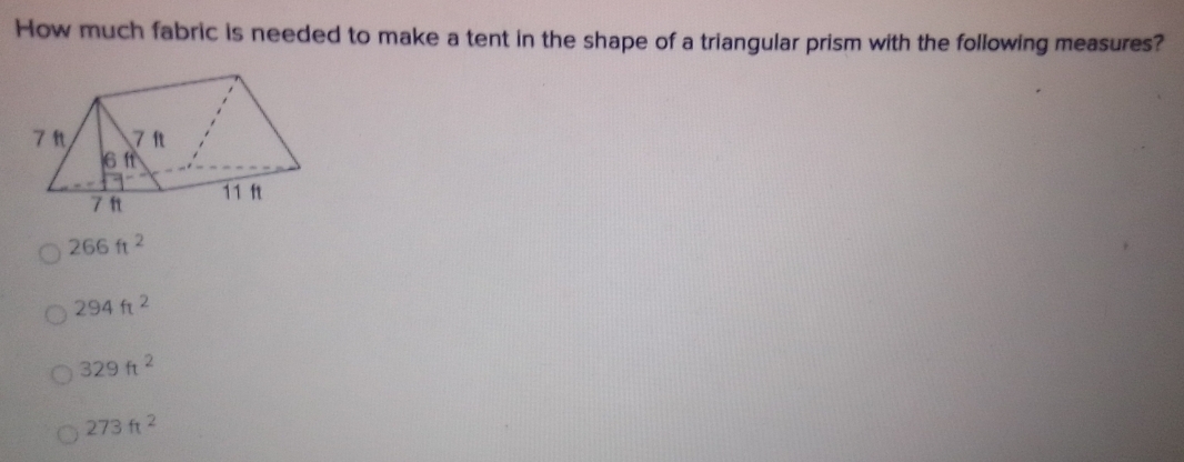 Solved: How much fabric is needed to make a tent in the shape of a ...