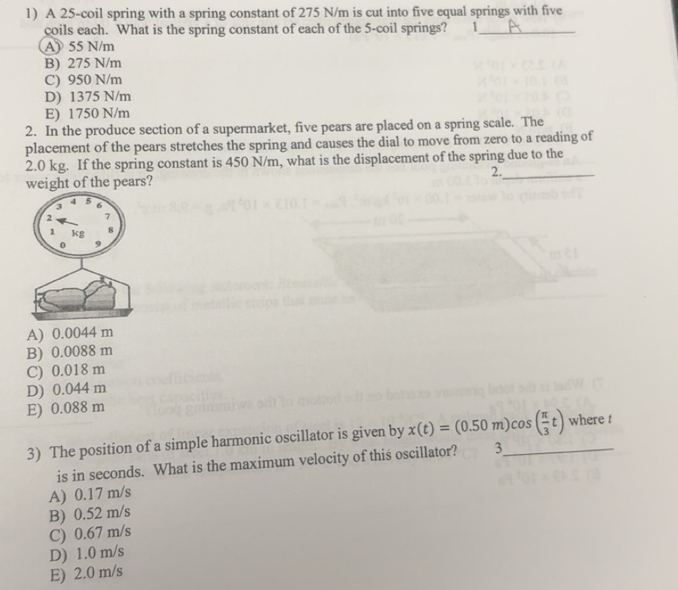Solved: A 25 -coil spring with a spring constant of 275 N/m is cut into ...