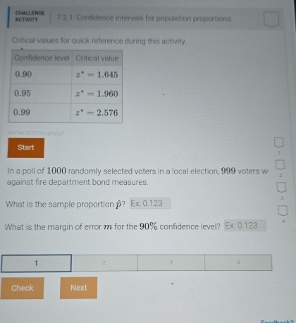 Solved: CHALLENGE ACTIVITY 7.2.1: Confidence intervals for population ...