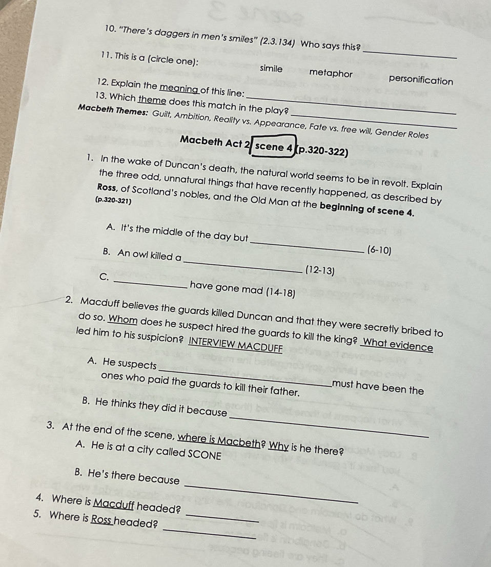 Solved: “There’s daggers in men's smiles” (2.3.134) Who says this? 11 ...