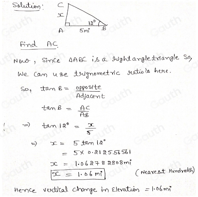 Solved: A surveyor measures the angle of elevation to a point on a ...