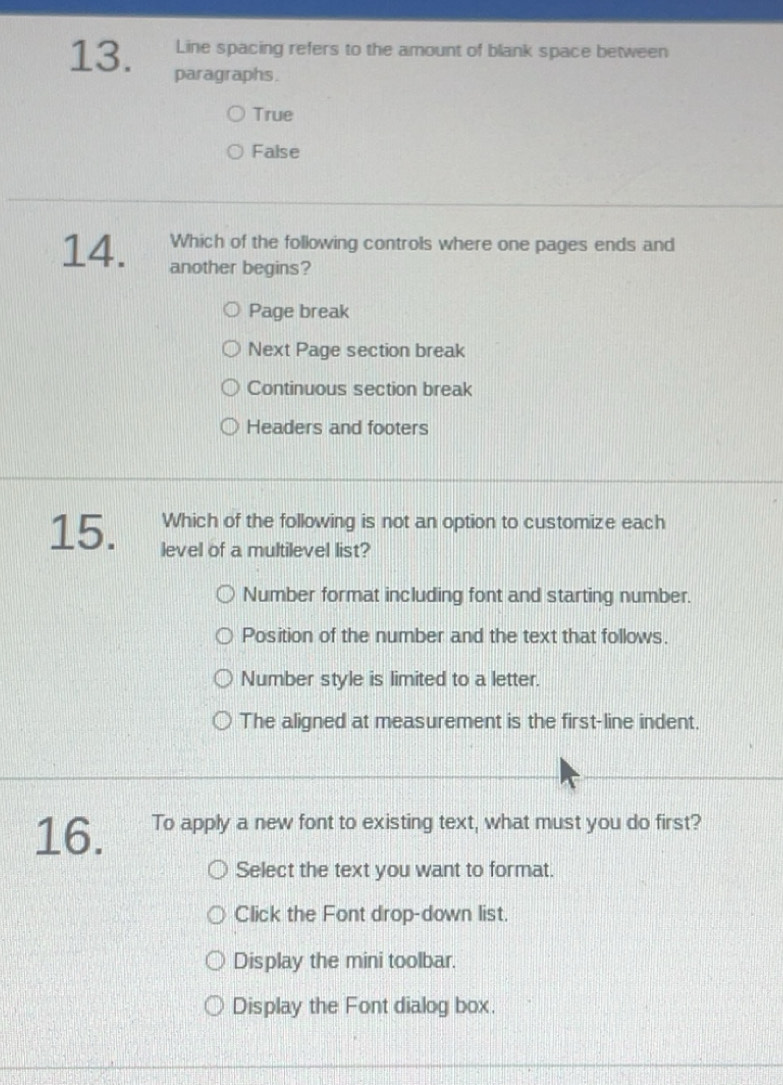 Solved: Line spacing refers to the amount of blank space between 13 ...