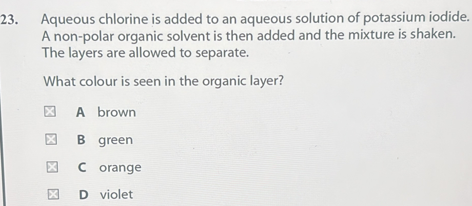 Gelöst:Aqueous chlorine is added to an aqueous solution of potassium ...