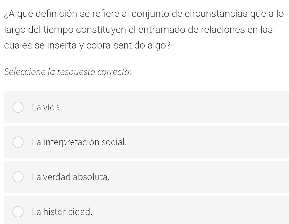 Resuelto:¿A qué definición se refiere al conjunto de circunstancias que ...