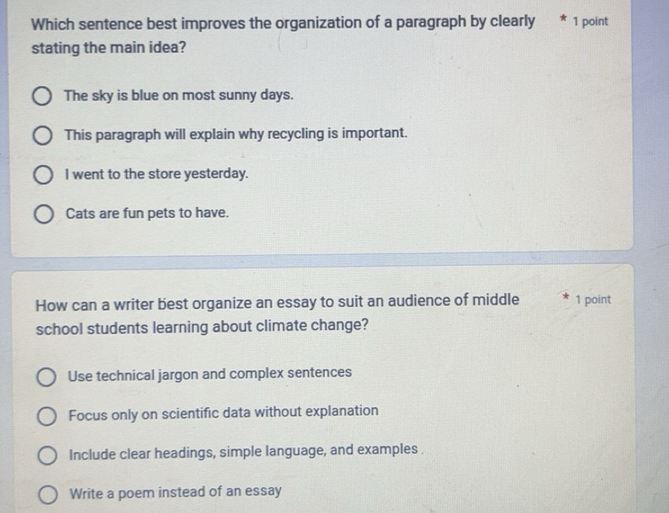 Solved: Which sentence best improves the organization of a paragraph by ...